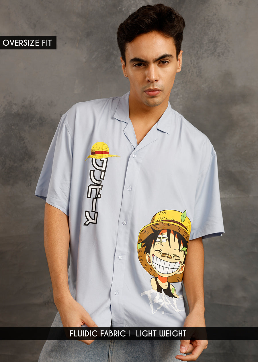 Luffy Mens Fluidic Oversized Shirt | SKY | Oversized Shirt's | PRONK ...