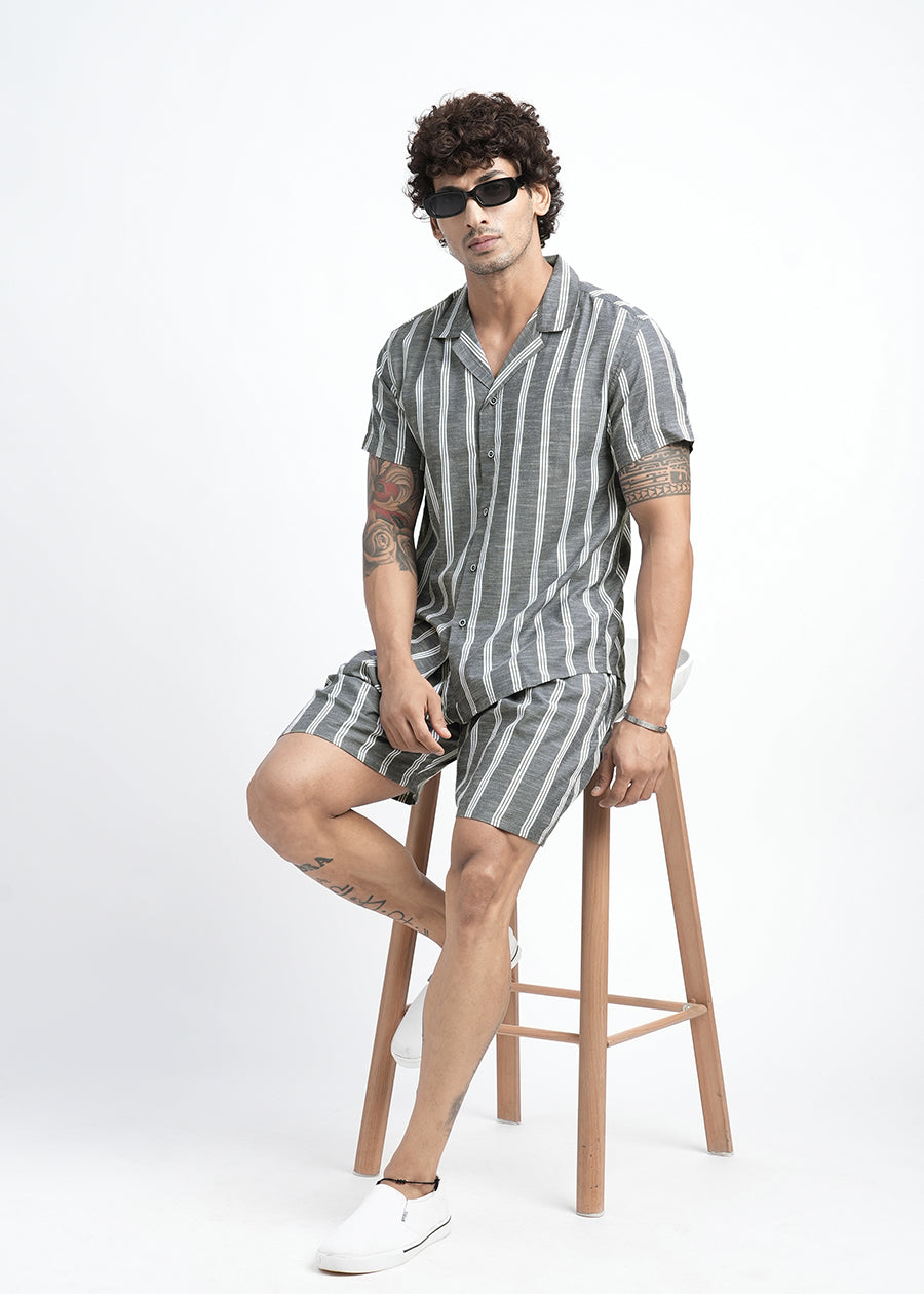 Men Premium Cotton Twill Co-ord Set | Steel Blue | PRONK – pronk.in