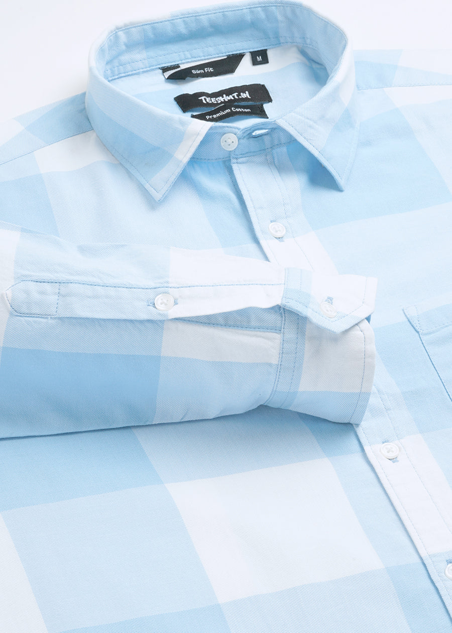 Blue Check Mens Full Sleeve Shirt – pronk.in